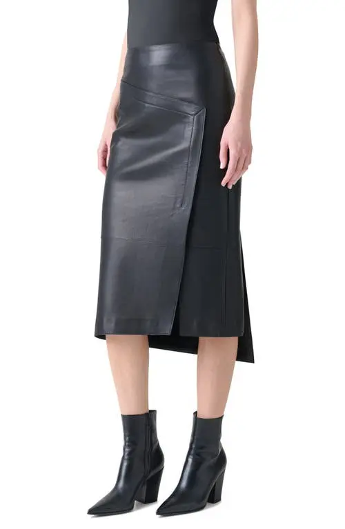 Akris Lambskin Leather Asymmetric Midi Skirt