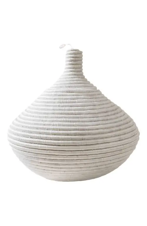 INDEGO AFRICA Sisal Round Lidded Basket - White