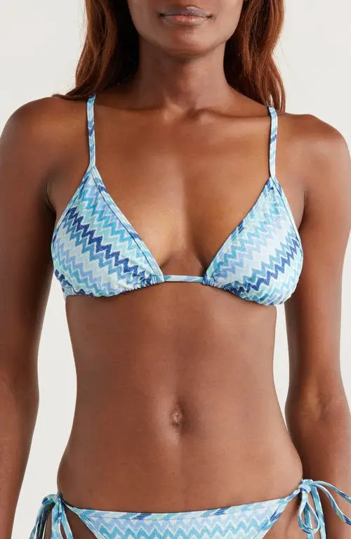 Ramy Brook Azura Metallic Fibers Bikini Top - Beach Blue Chevron
