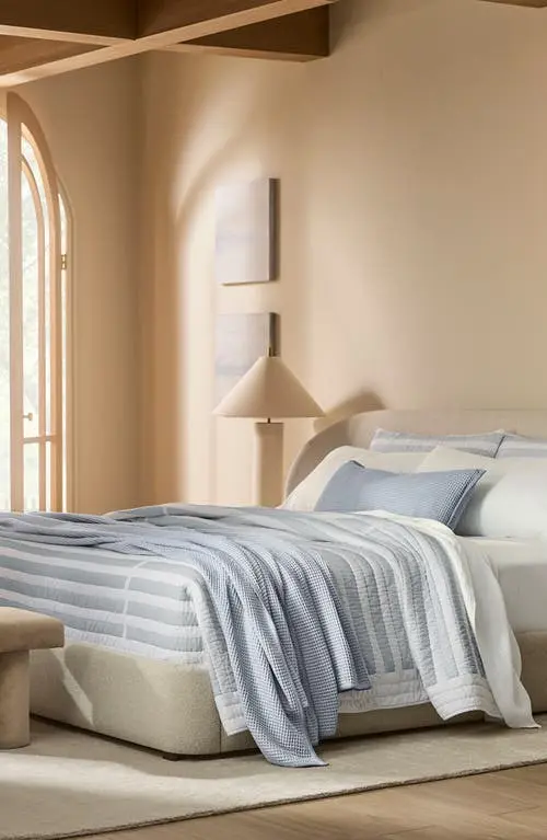 BOLL & BRANCH Organic Cotton Waffle Blanket - Hydrangea/ Bay