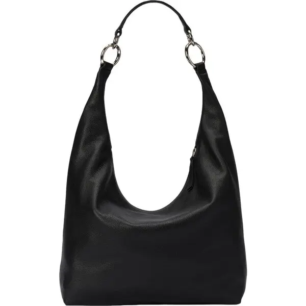 HYER GOODS Leather Hobo Ring Bag - Black/gold