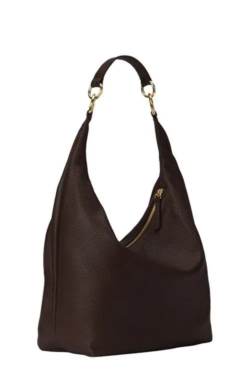 HYER GOODS Leather Hobo Ring Bag - Dark Chocolate