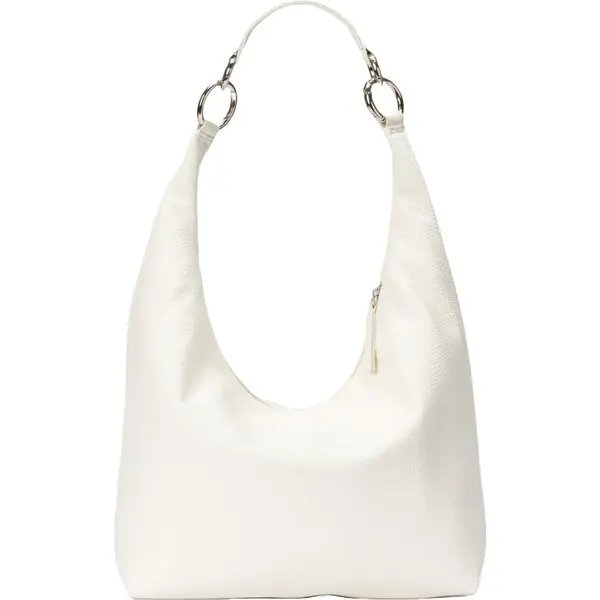 HYER GOODS Leather Hobo Ring Bag - White