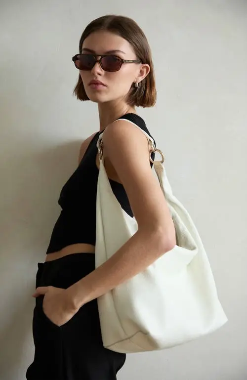 HYER GOODS Leather Hobo Ring Bag - White