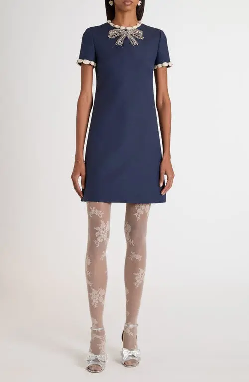 Valentino Garavani Crystal Embellished Bow Shift Dress