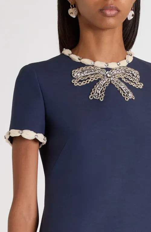 Valentino Garavani Crystal Embellished Bow Shift Dress