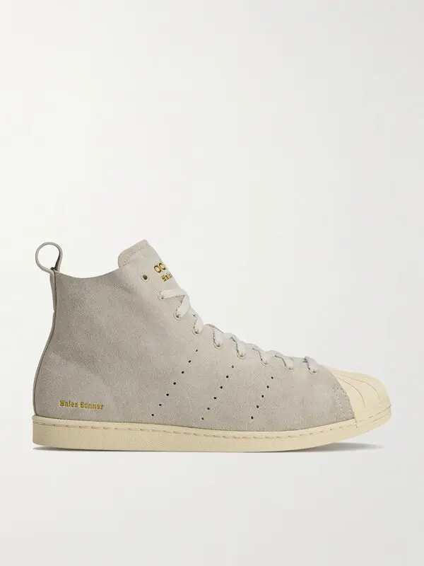 ADIDAS ORIGINALS Wales Bonner Superstar Hi Perforated Suede Sneakers - Neutrals