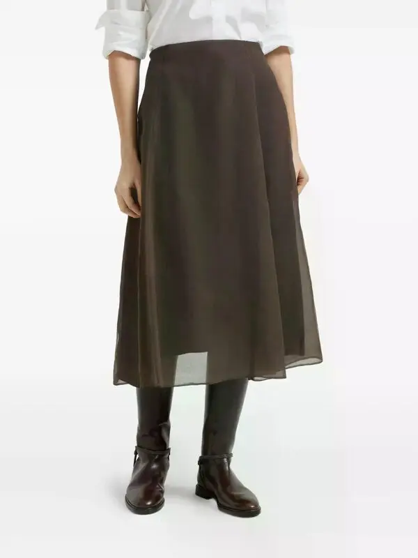 Brunello Cucinelli Silk Midi Skirt