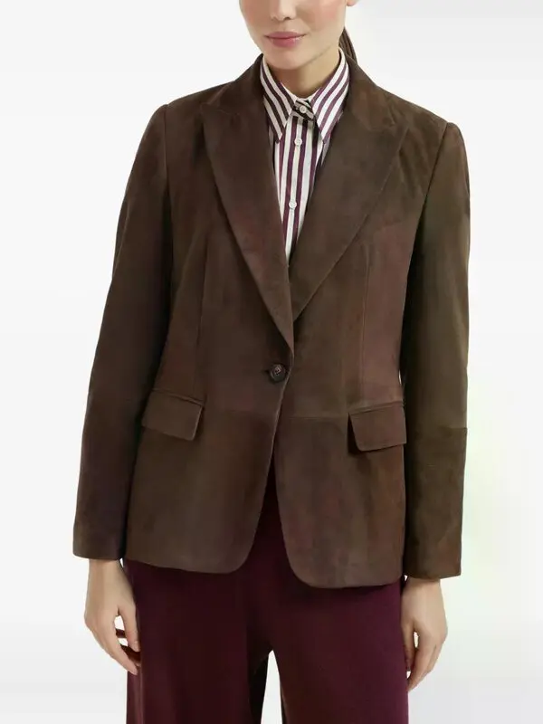 Brunello Cucinelli Peak Lapel Suede Blazer
