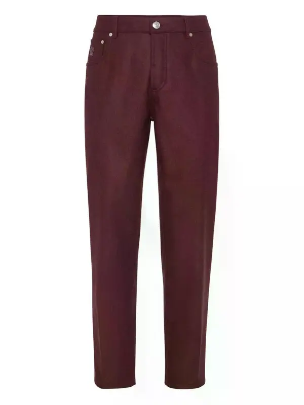 Brunello Cucinelli Logo-embroidered Trousers - Red