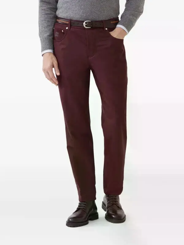 Brunello Cucinelli Logo-embroidered Trousers - Red