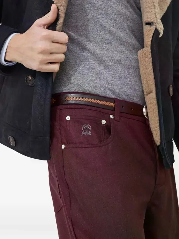 Brunello Cucinelli Logo-embroidered Trousers - Red