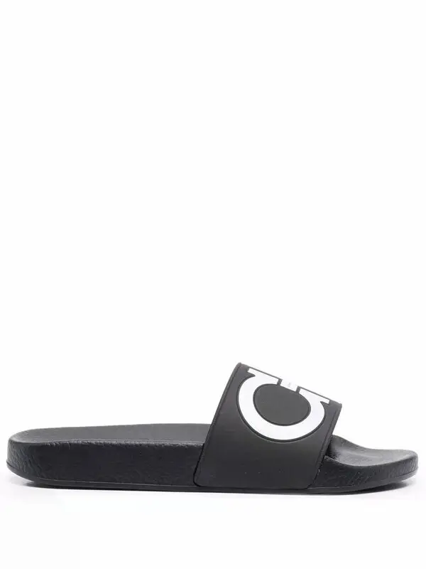 FERRAGAMO Gancini-print Open-toe Slides