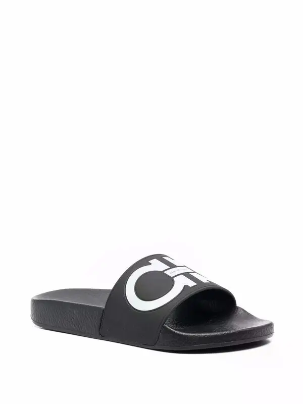 FERRAGAMO Gancini-print Open-toe Slides