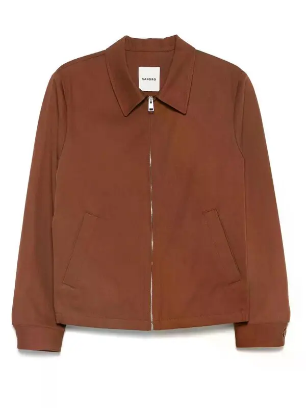 Sandro Zip-up Pointed-collar Jacket - Brown