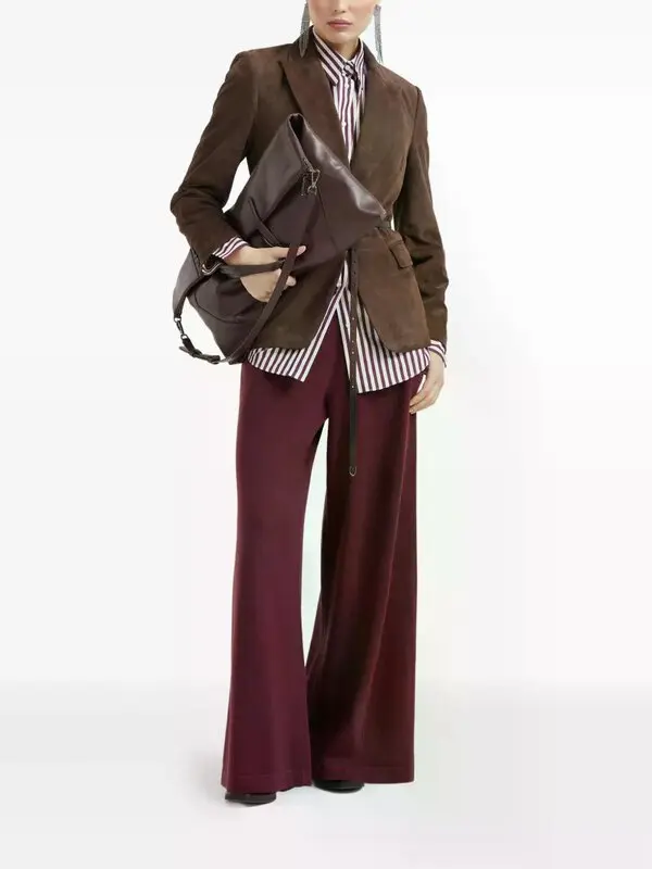 Brunello Cucinelli Suede Blazer With Monili Decoration - Brown