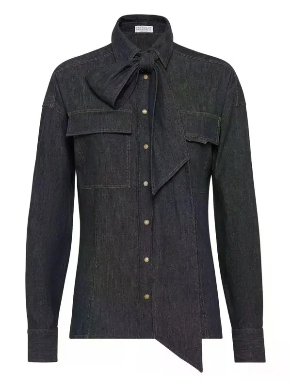 Brunello Cucinelli Pussy-bow Shirt - Blue