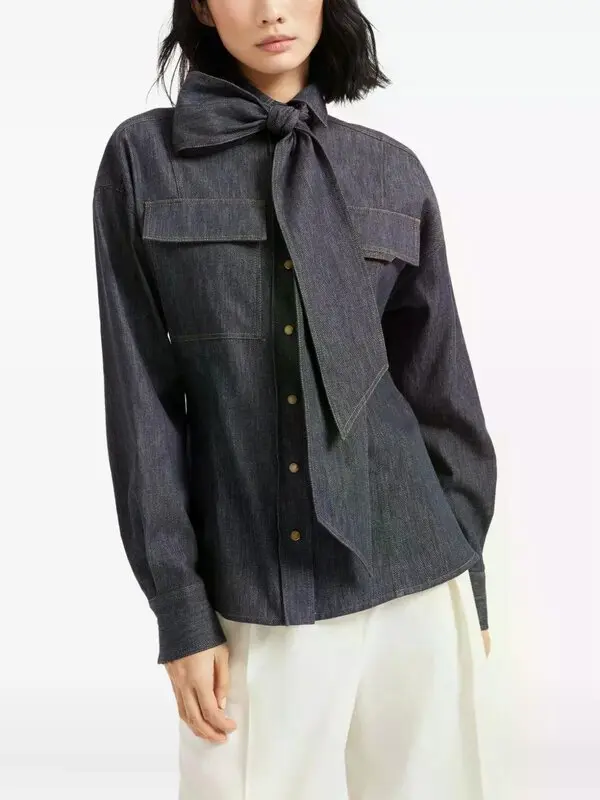 Brunello Cucinelli Pussy-bow Shirt - Blue
