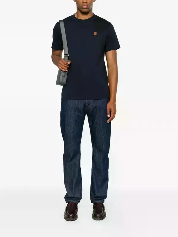 Sandro Leather Logo T-shirt - Blue