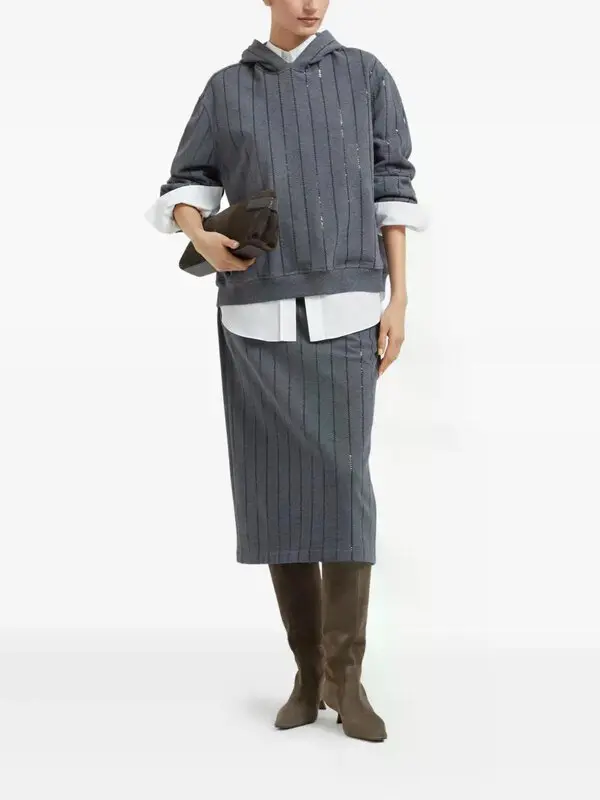 Brunello Cucinelli Sequin-embellished Hoodie - Grey