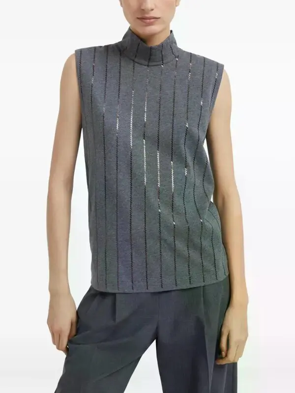 Brunello Cucinelli Sequin-embellished Top - Grey