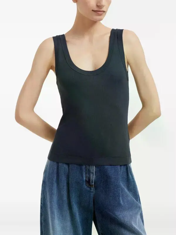 Brunello Cucinelli Ribbed Tank Top - Blue | Editorialist