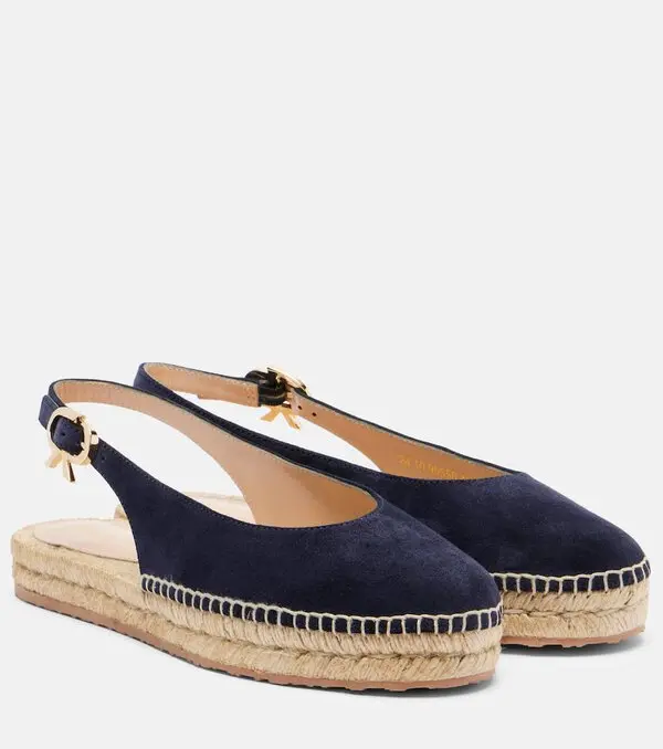 GIANVITO ROSSI Paz Suede Slingback Espadrilles - Blue
