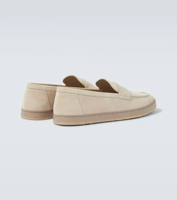 Brunello Cucinelli Suede Penny Loafers - Beige