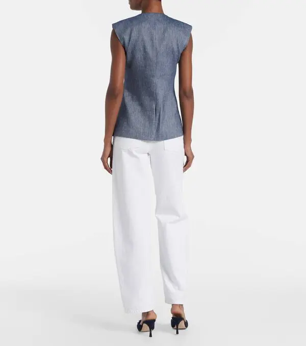Veronica Beard Tamara Linen-blend Vest - Blue