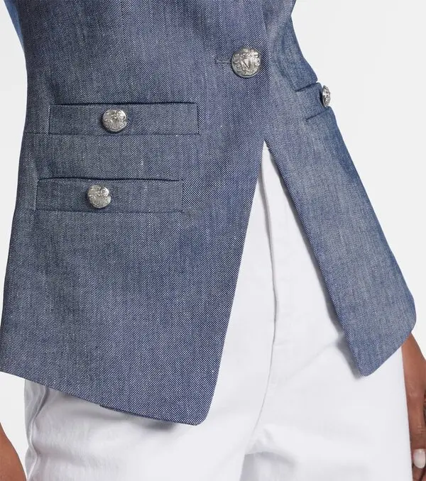 Veronica Beard Tamara Linen-blend Vest - Blue