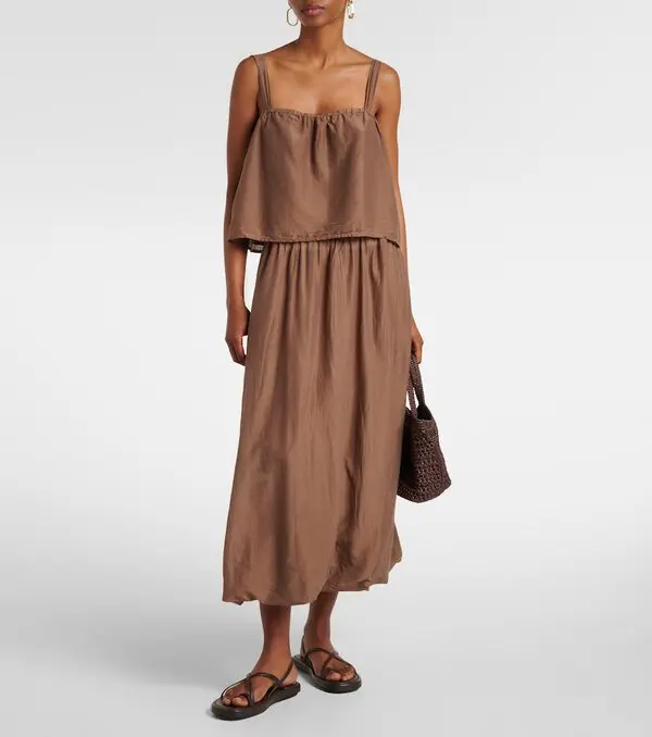 Velvet By Graham & Spencer Andrea Cotton And Silk Voile Top - Brown
