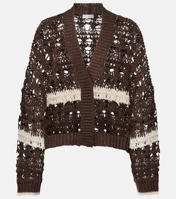 Brunello Cucinelli Open-knit Jute And Cotton-blend Cardigan