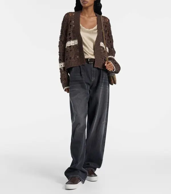 Brunello Cucinelli Open-knit Jute And Cotton-blend Cardigan