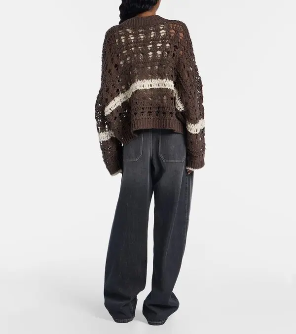 Brunello Cucinelli Open-knit Jute And Cotton-blend Cardigan