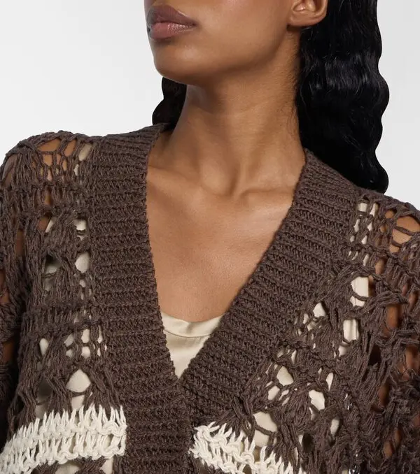 Brunello Cucinelli Open-knit Jute And Cotton-blend Cardigan