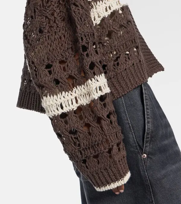 Brunello Cucinelli Open-knit Jute And Cotton-blend Cardigan