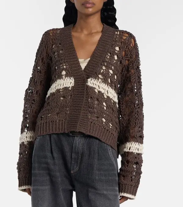 Brunello Cucinelli Open-knit Jute And Cotton-blend Cardigan