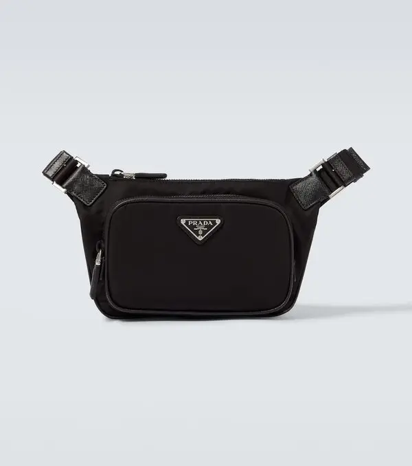 Prada Re-nylon Leather-trimmed Belt Bag - Blue