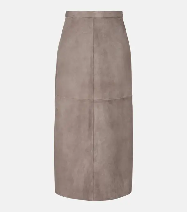 Max Mara Suede Midi Skirt - Grey