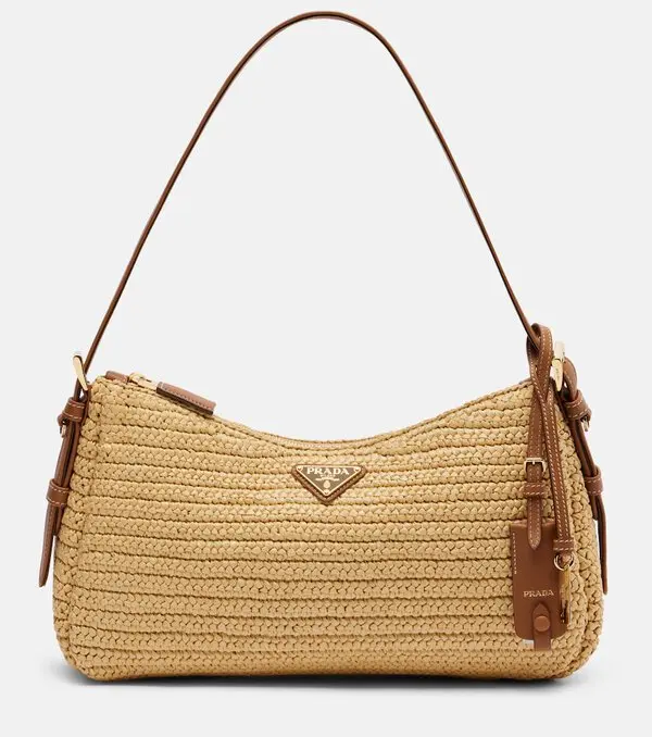 Prada Aimée Large Crochet Shoulder Bag - Neutrals