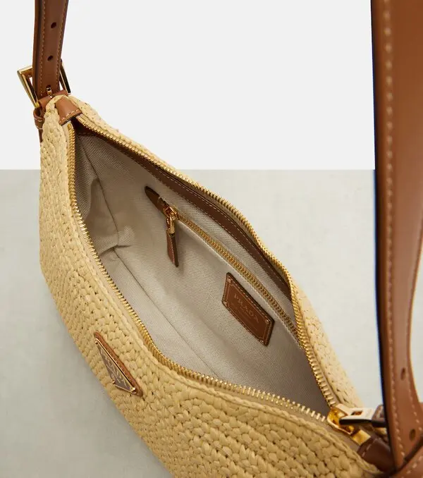 Prada Aimée Large Crochet Shoulder Bag - Neutrals