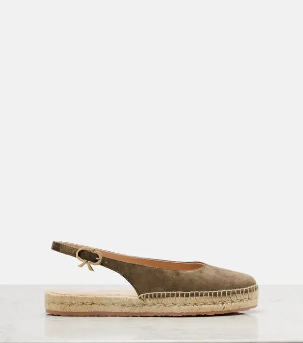 GIANVITO ROSSI Paz Suede Slingback Espadrilles - Green