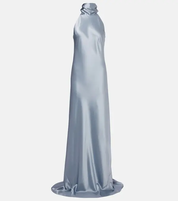 Galvan Sienna Halterneck Gown - Blue