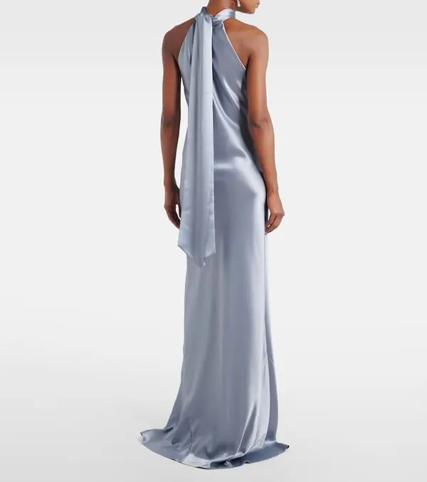 Galvan Sienna Halterneck Gown - Blue