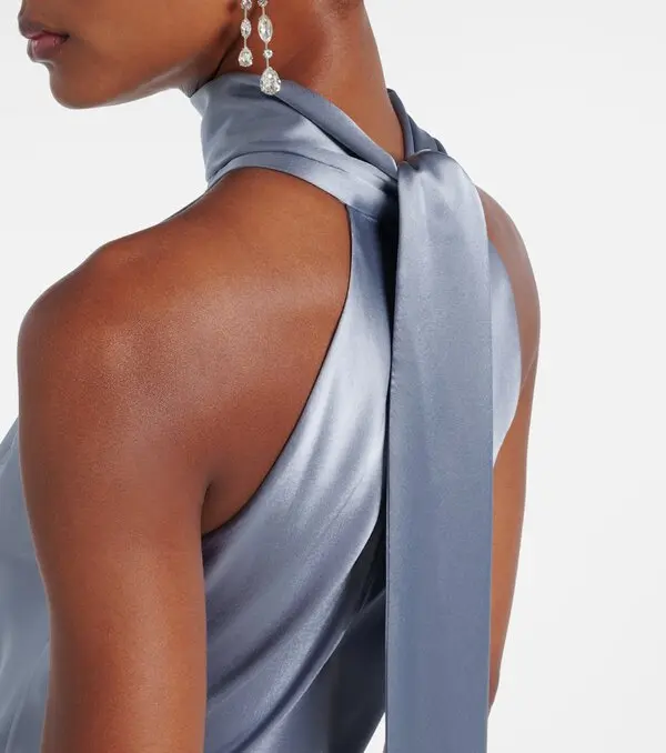 Galvan Sienna Halterneck Gown - Blue