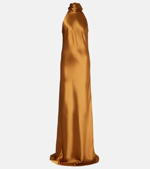 Galvan Sienna Halterneck Gown - Brown