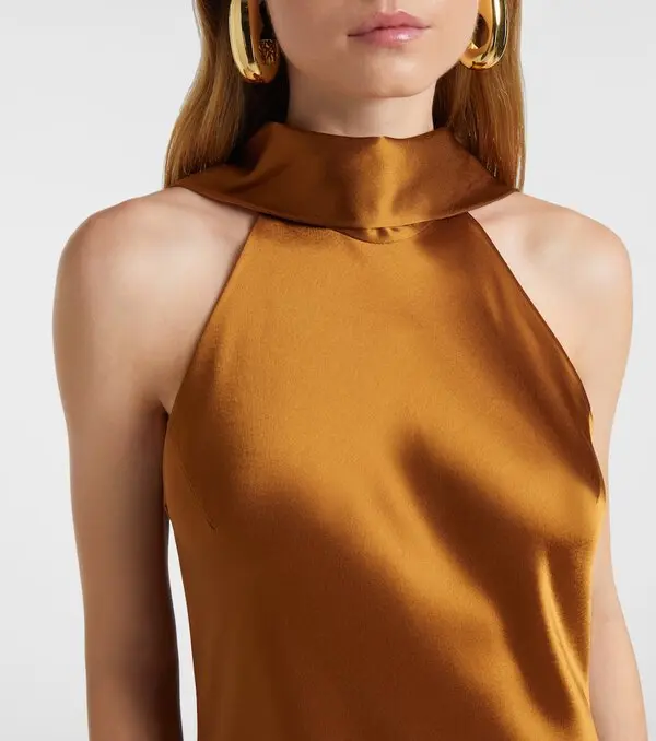 Galvan Sienna Halterneck Gown - Brown
