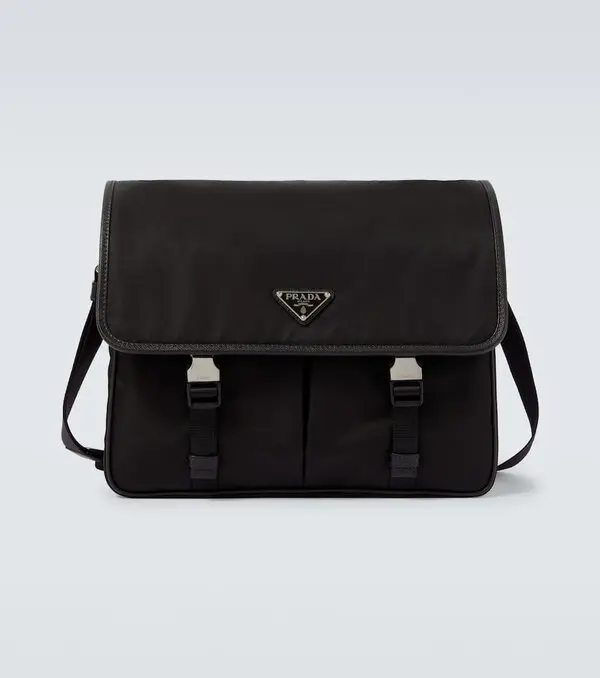 Prada Re-nylon And Leather-trimmed Messenger Bag - Black