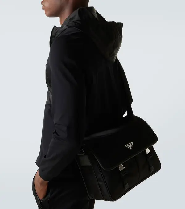 Prada Re-nylon And Leather-trimmed Messenger Bag - Black
