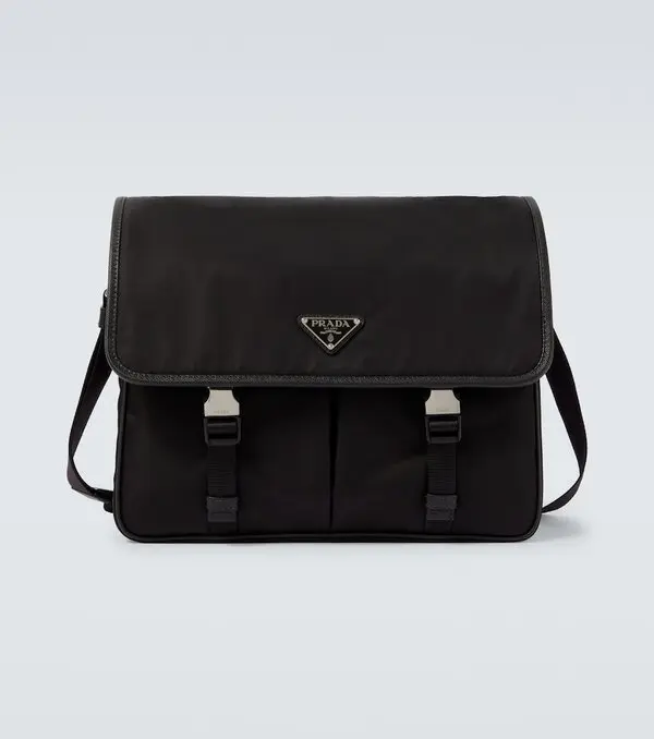 Prada Re-nylon And Leather-trimmed Messenger Bag - Black